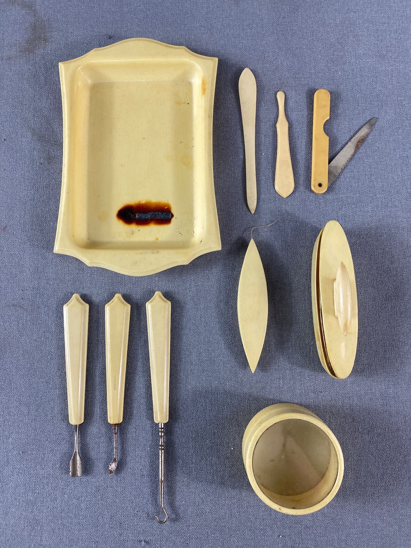 Vintage Marked "French Ivory" Manicure Dresser Set