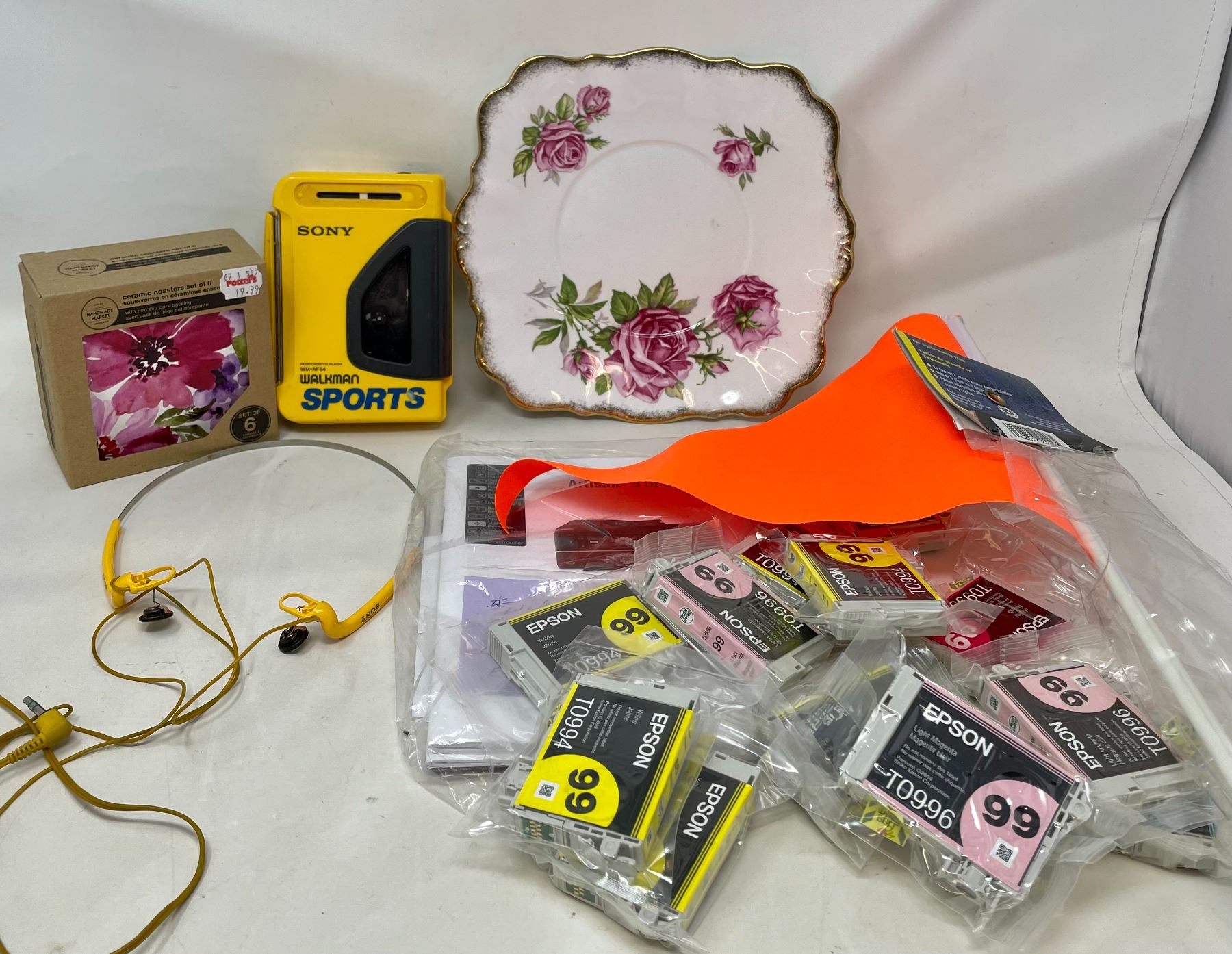 5 Coasters, Epson Ink, Sony Walkman, Bicylce Safety Flag