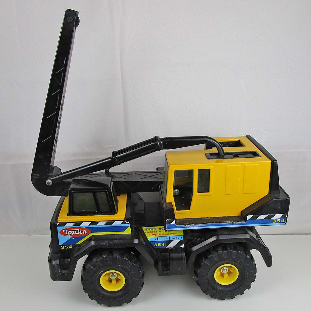 Vintage Tonka 1999 Mighty Crane 758 Pressed Steel Yellow Clam Bucket