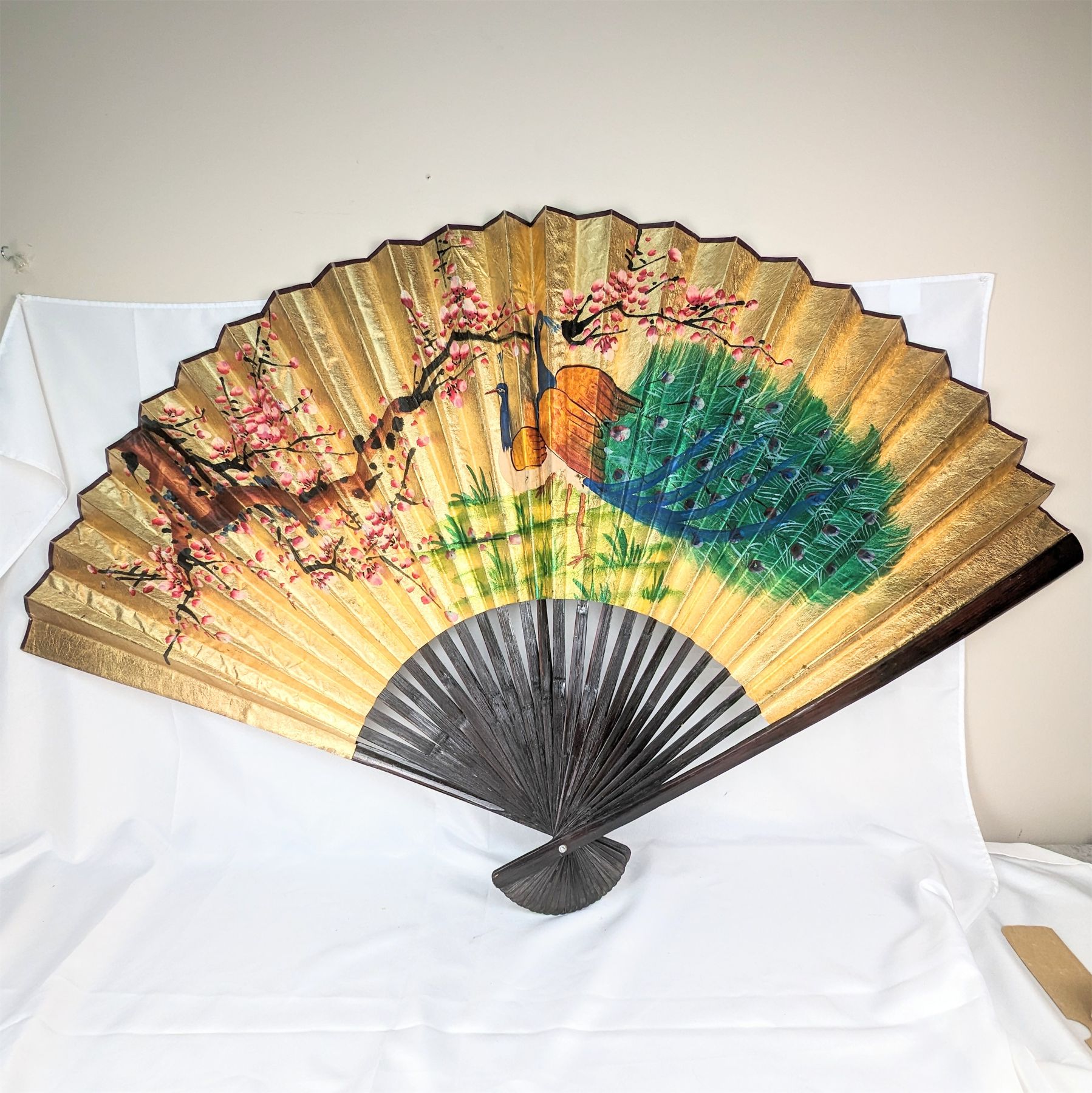 Vintage Large Chinese Fan - Wall Decoration Made in Fujin China