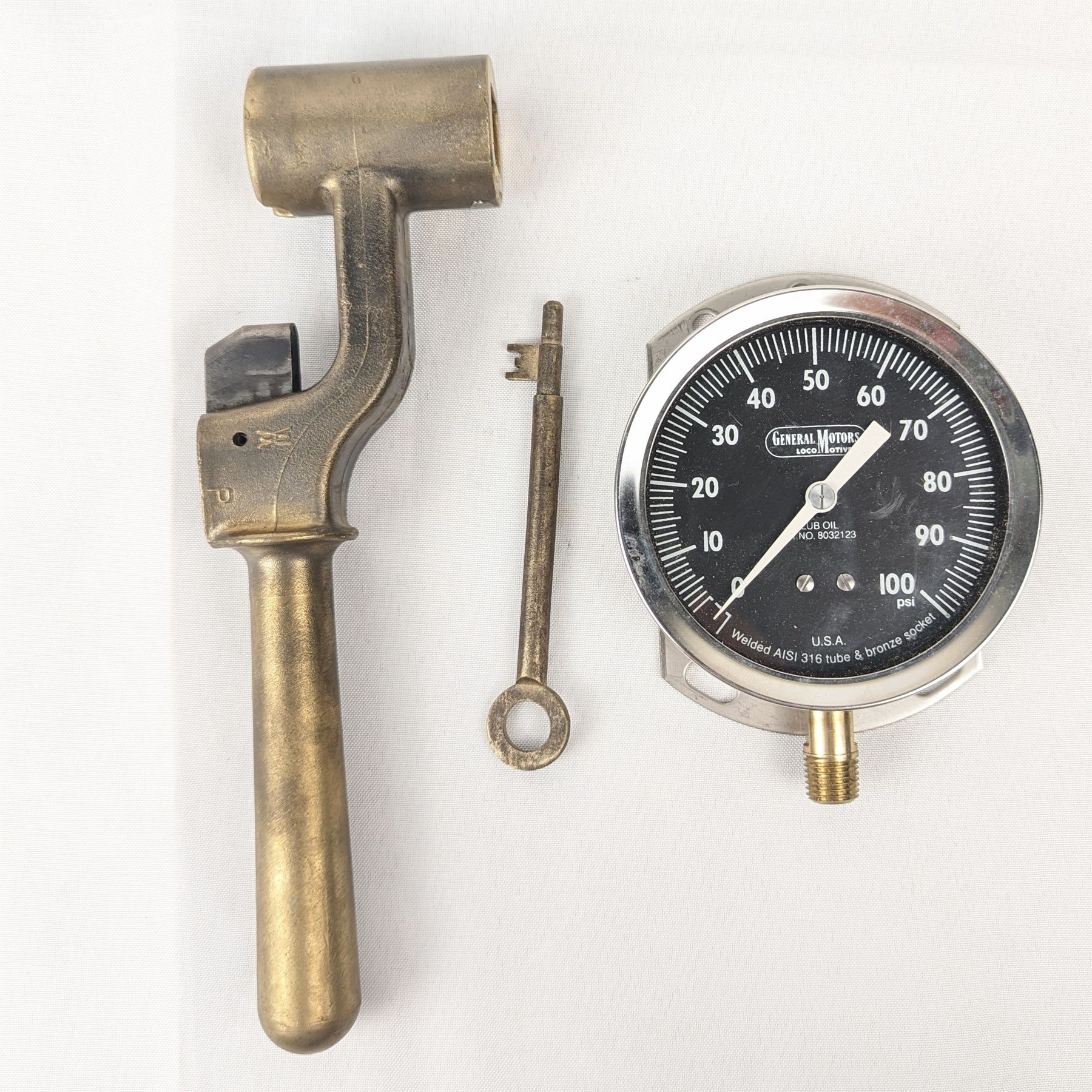Vintage Locomotive Items - Train Brass Brake Handle, Locomotive Key and ...