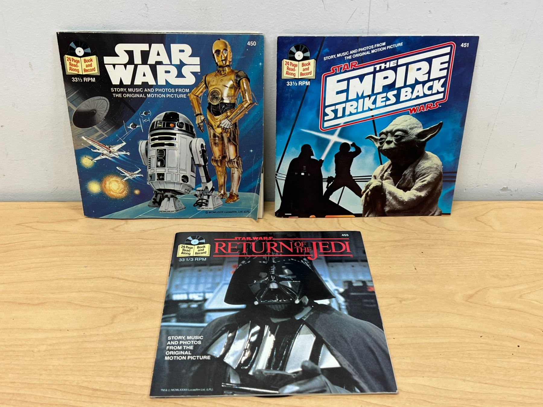 Vintage Original Star Wars Read Along 45 Record Books with Records