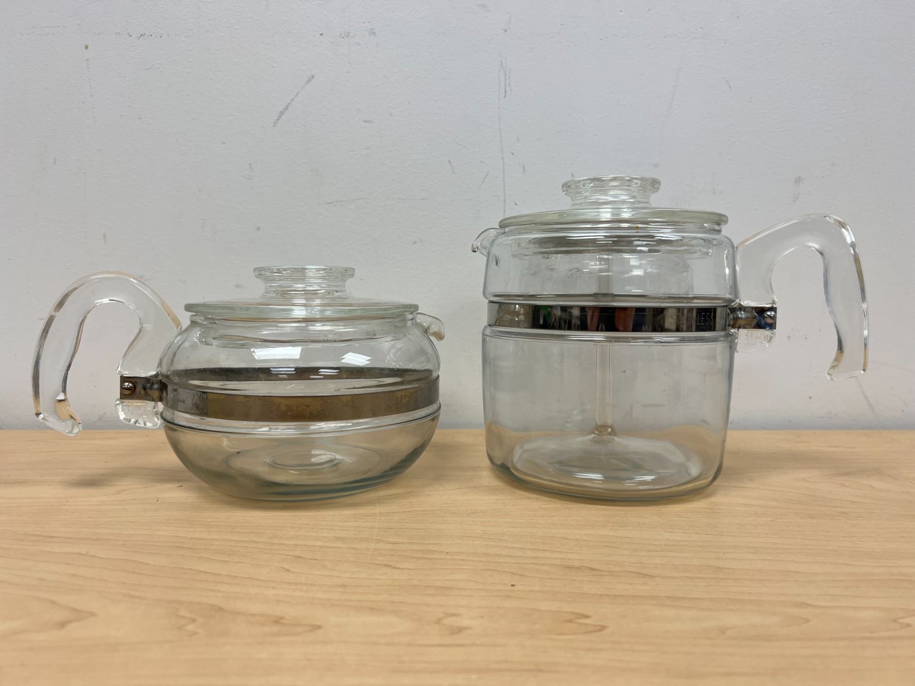 Pyrex Flameware Blue Tint 6 Cup Coffee Percolator & Teapot, nice overall