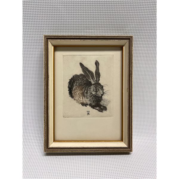 Antique embossed Albrecht Durer etching "A Young Hare"