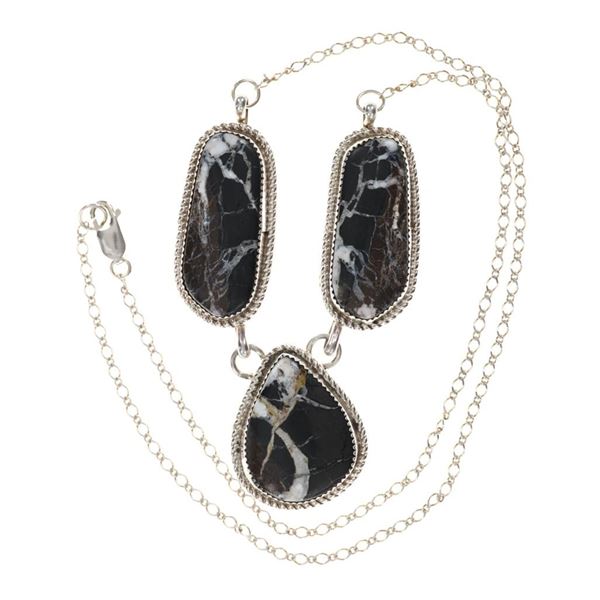 Navajo H Tsosie White Buffalo Turquoise Necklace