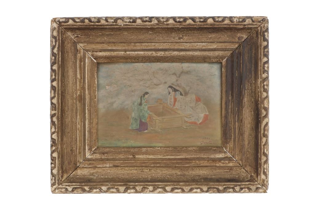 Kawai Gorota "A Elegant Play" Oil On Silk 1946