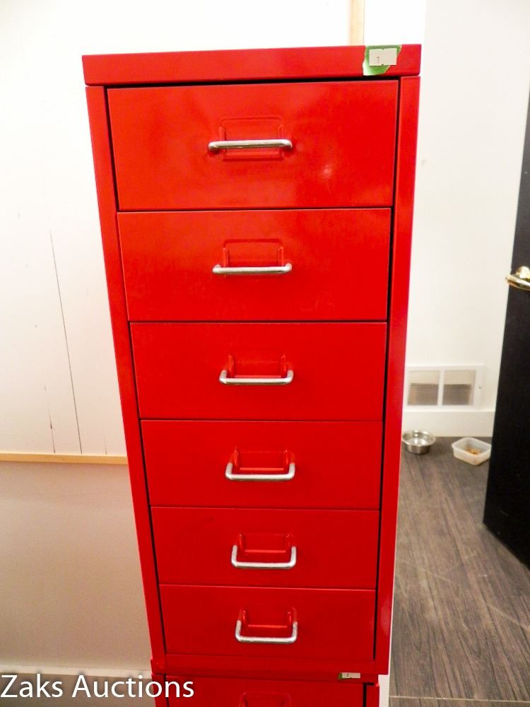 RED METAL IKEA 6 DRAWER ORGANIZER LOT 2