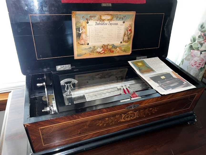 RARE SWISS HARMONIC CYLINDER MUSIC BOX, 30399, MANDOLINE EXPRESSIVE,AKA#181