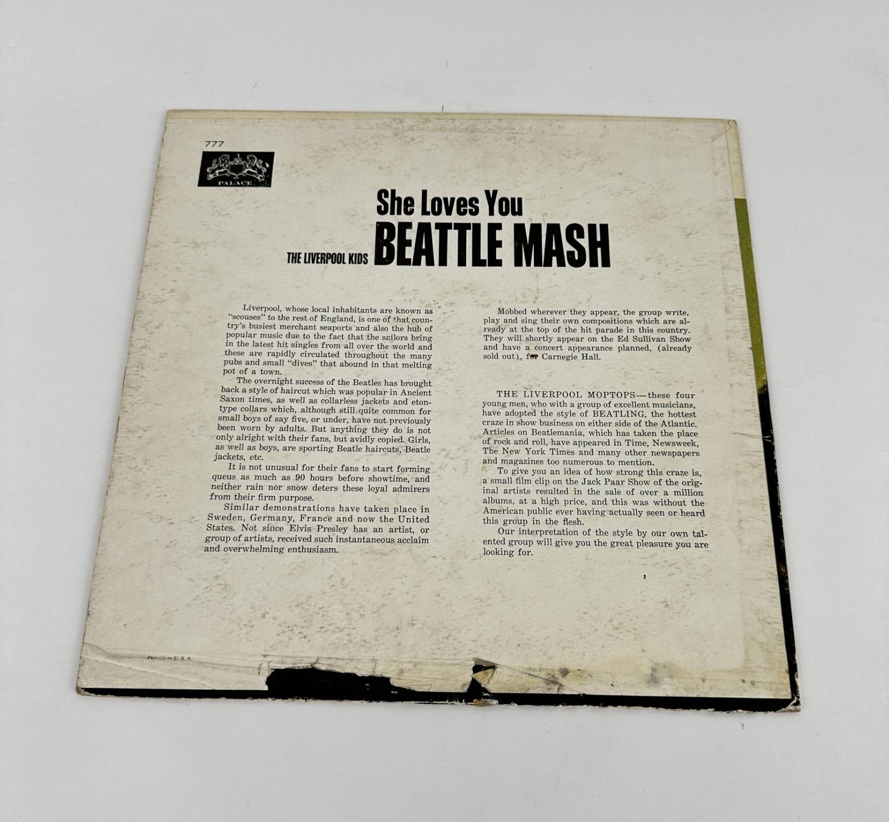 The Liverpool Kids Beattle Mash Record Album