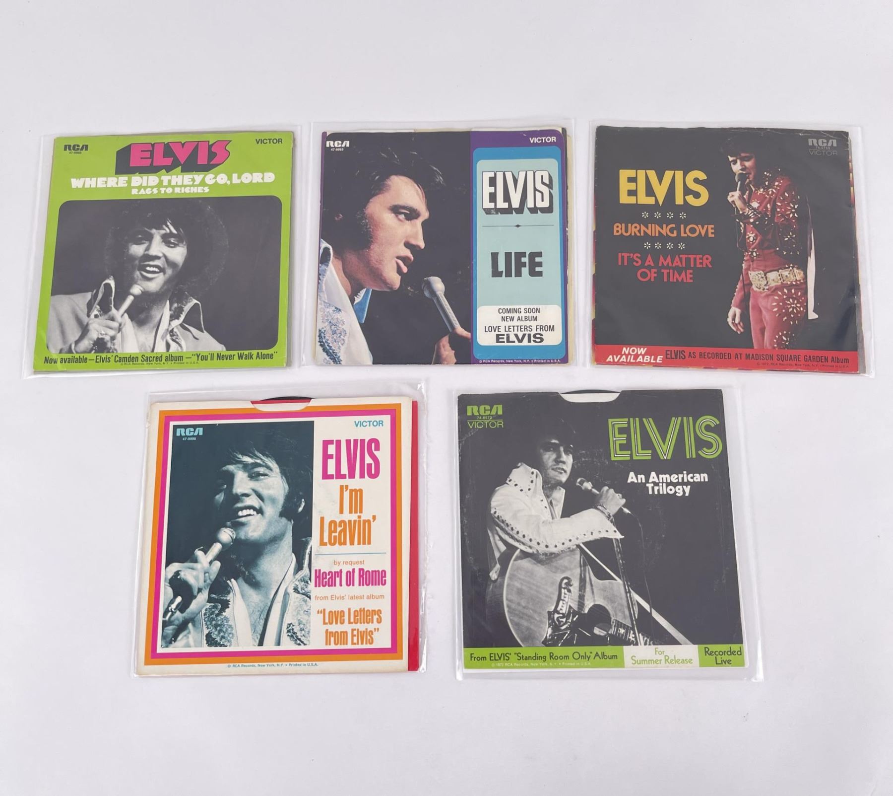 5 Assorted Elvis Presley 45 RPM Records