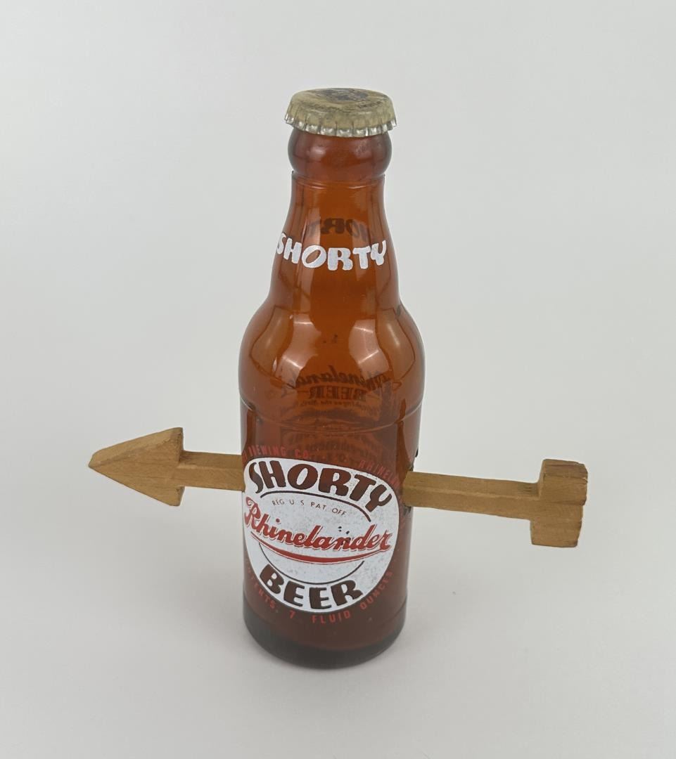Folk Art Wood Arrow Impaled Beer Bottle