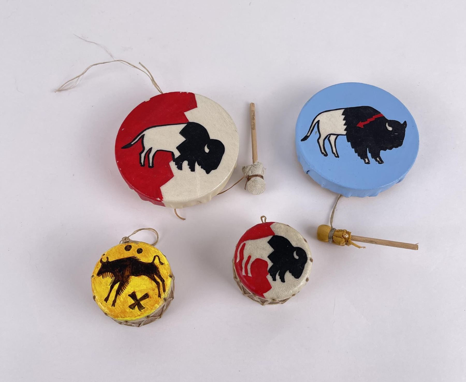 Miniature Painted Native American Indian Drums