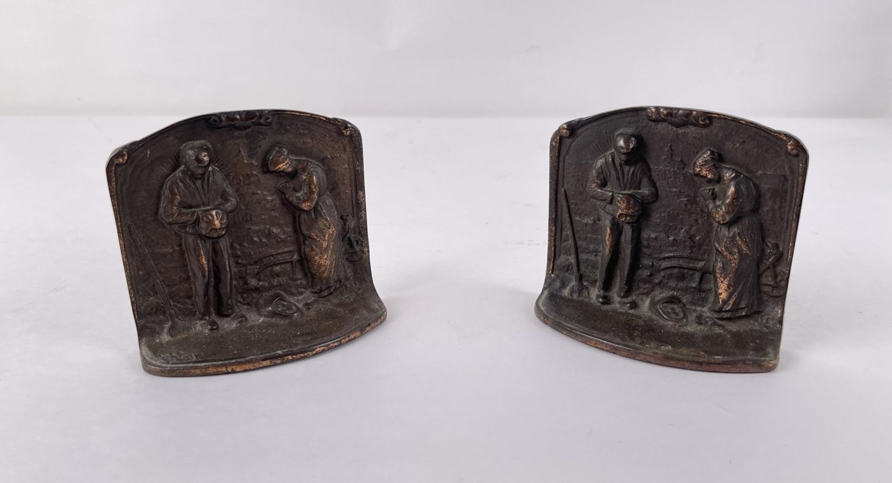 Antique Cast Iron Farmers Prayer Bookends