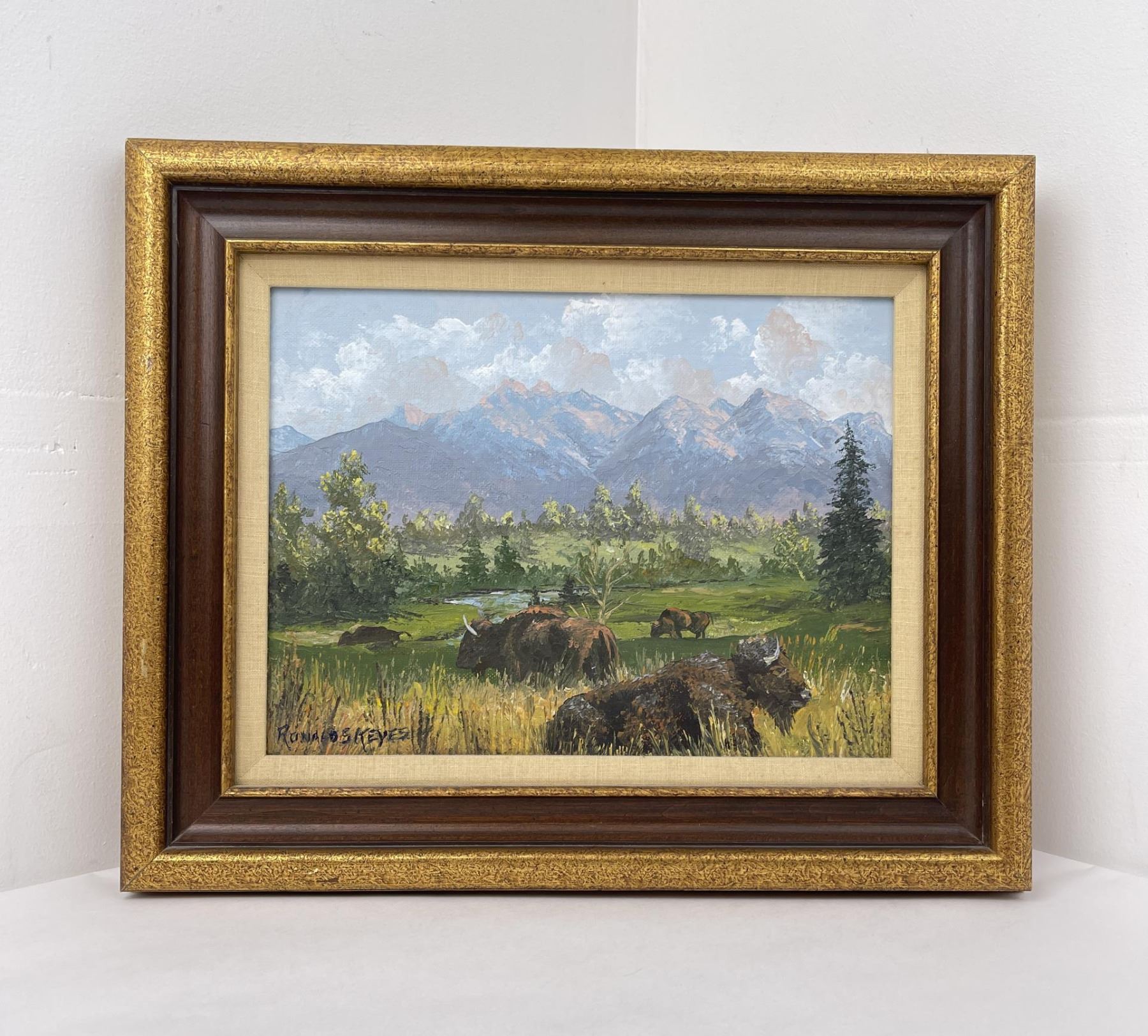 Ronald S. Keyes Buffalo Oil Painting Montana