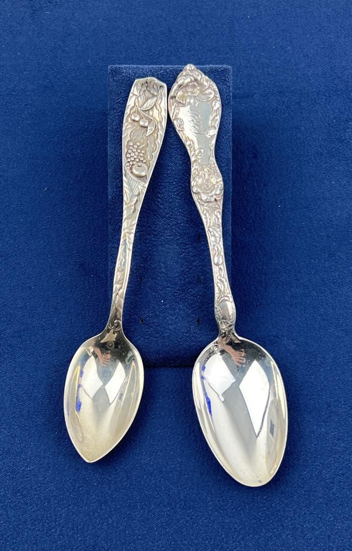 2 Antique Sterling Silver Spoons
