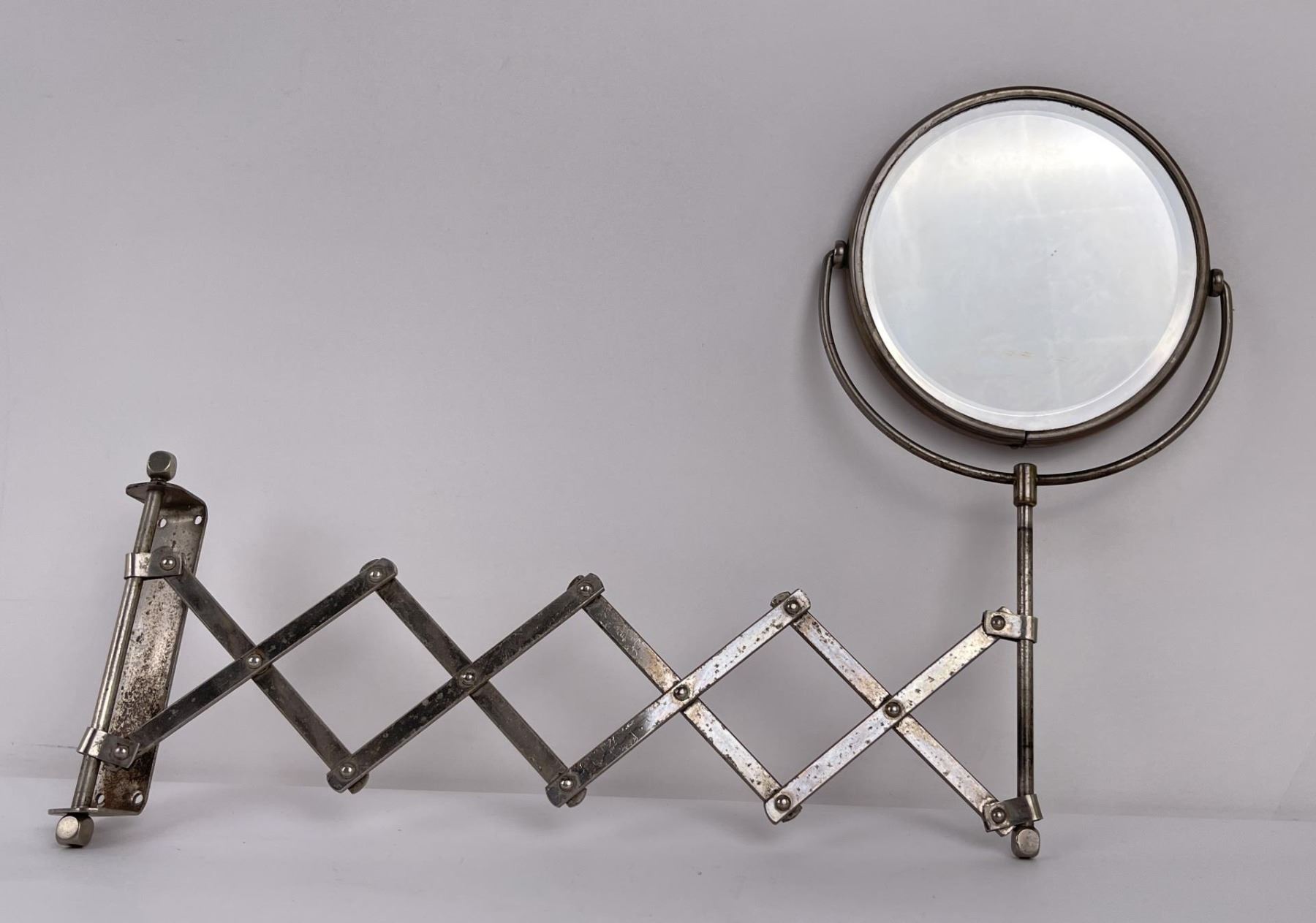 Antique Railroad Car Scissor Shaving Mirror