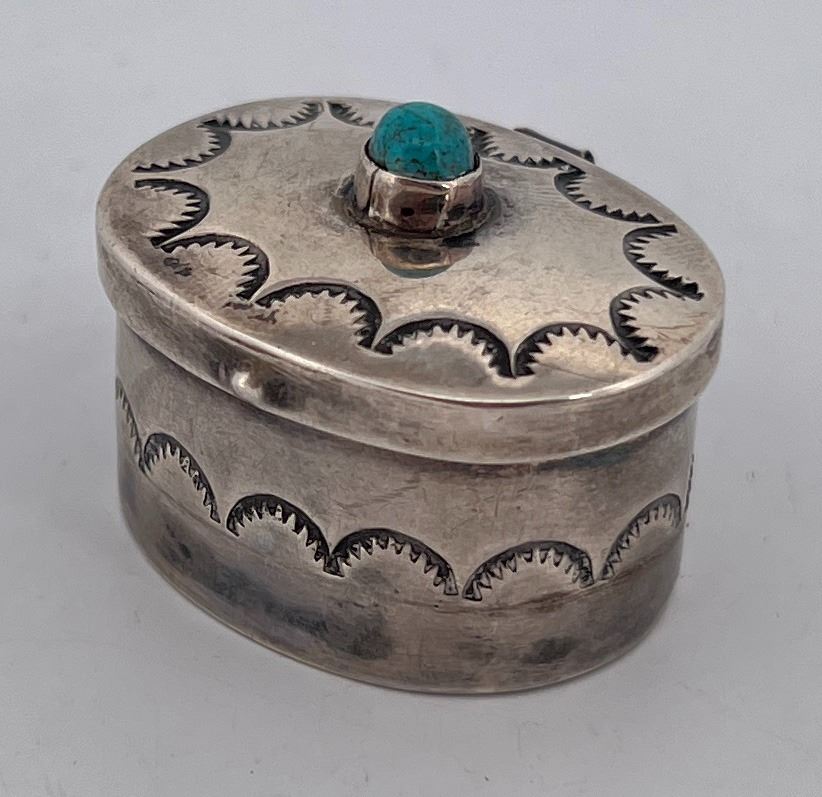 Navajo Sterling Silver Turquoise Pill Box