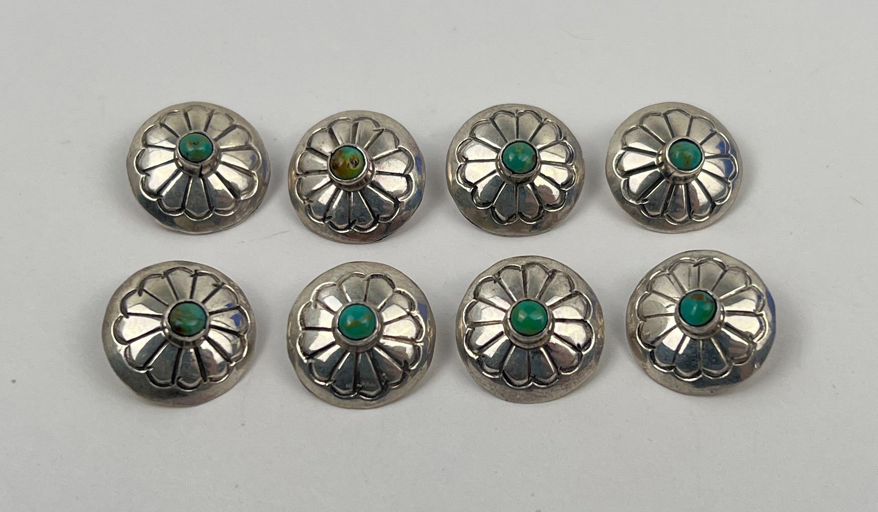 Navajo Sterling Silver Turquoise Concho Buttons