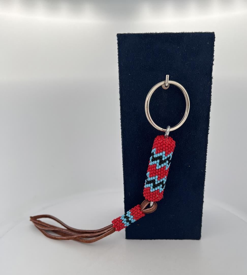 Plains Native American Indian Beaded Keychain