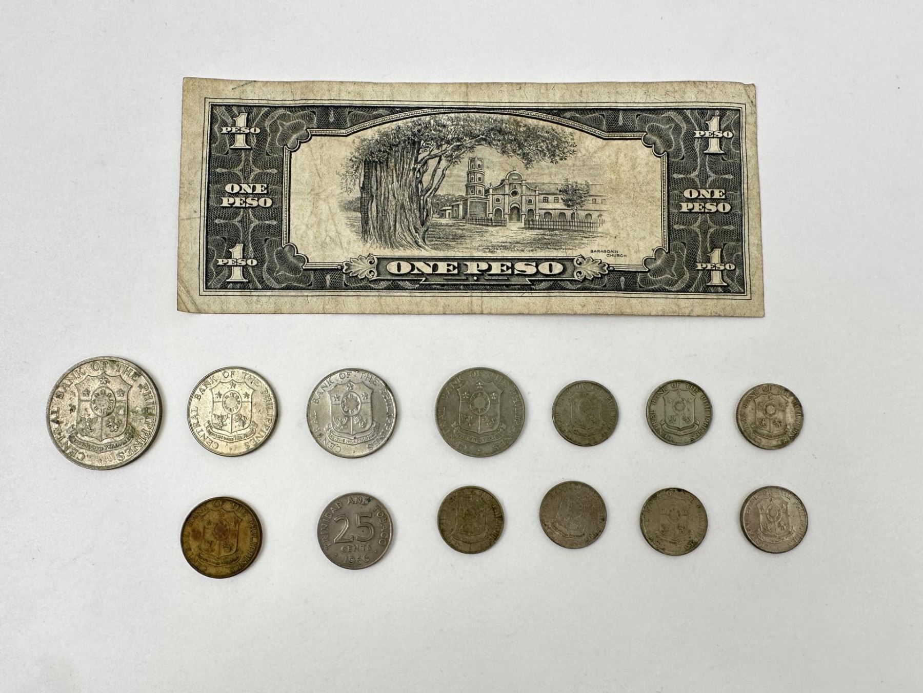 Collection of Philippine Peso Coins and Note