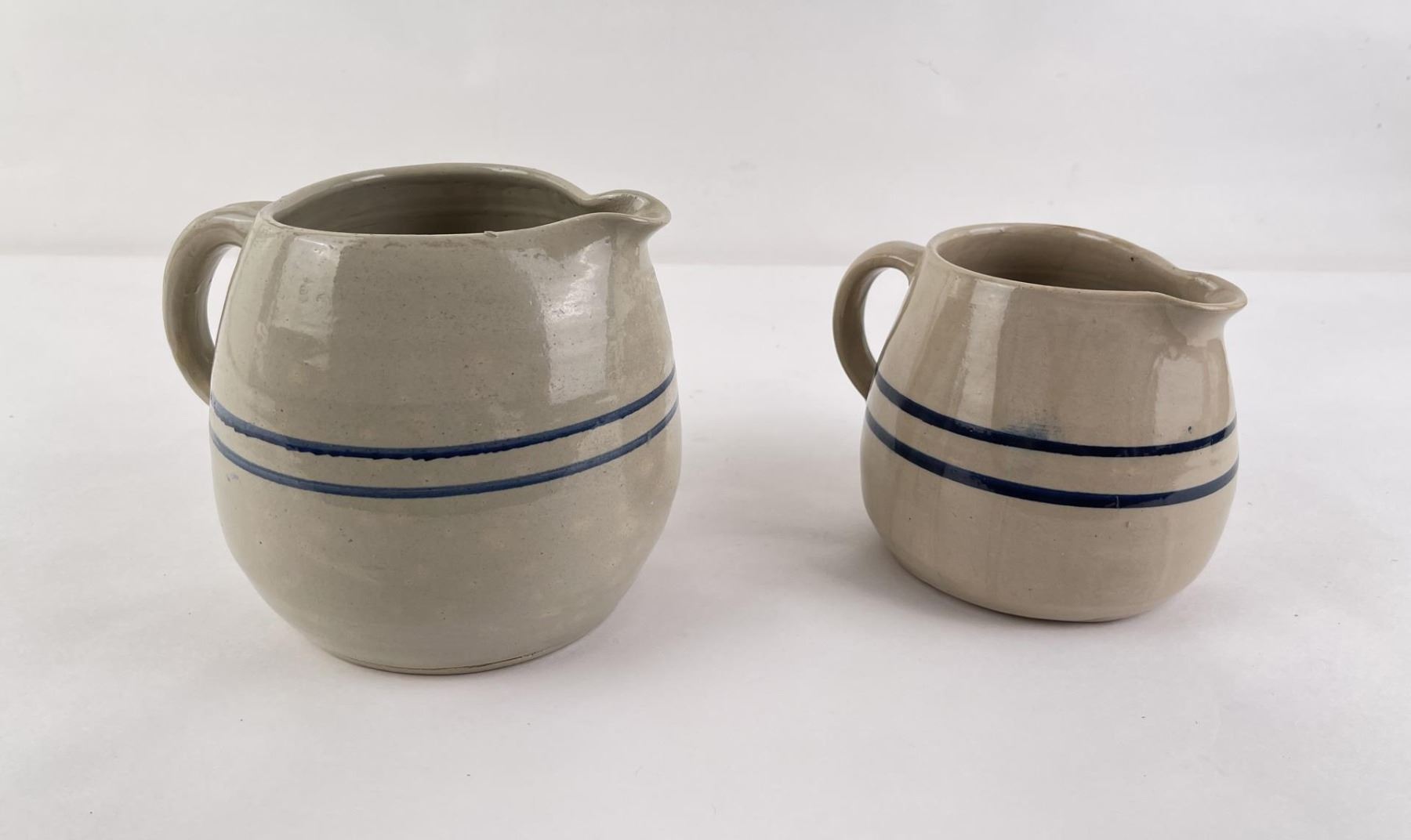 Blue and White Stoneware Pitchers