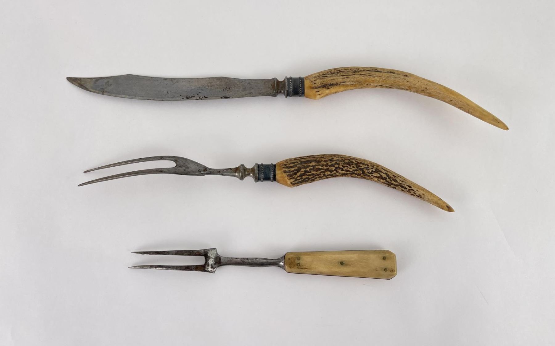 Antique Antler Handled Carving Set & Fork