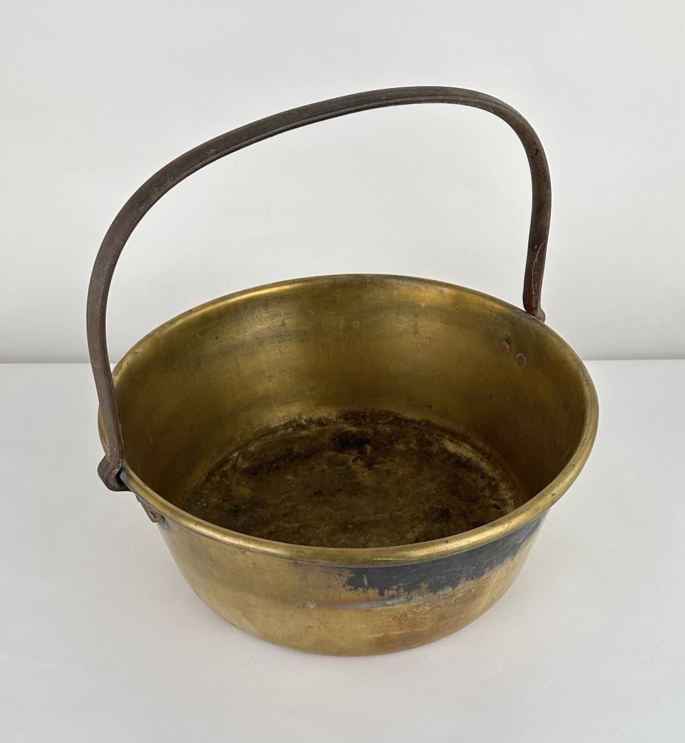Antique Fur Trade Era Brass Kettle Pot