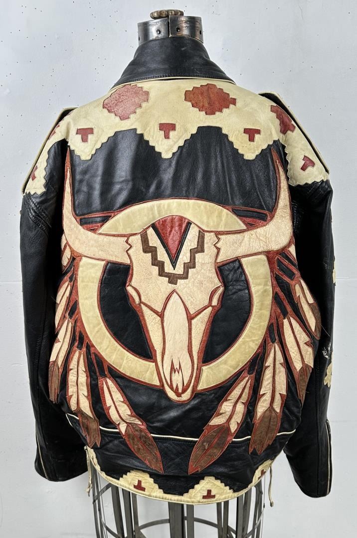 Vintage Volcano Leather Buffalo Skull Jacket