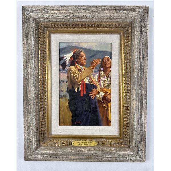 Stan Davis Indian Chief Oil on Canvas Painting