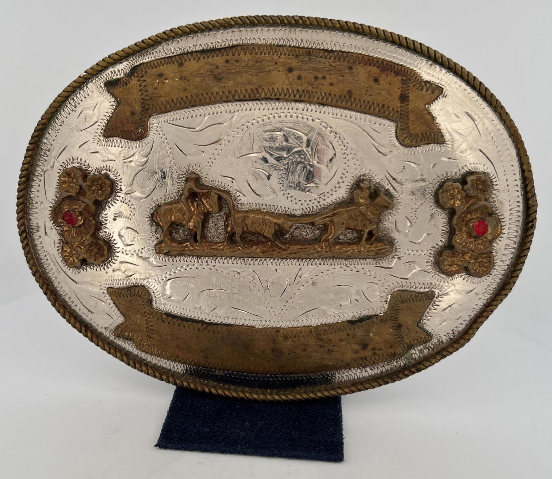 Trophy Team Roping Rodeo Belt Buckle