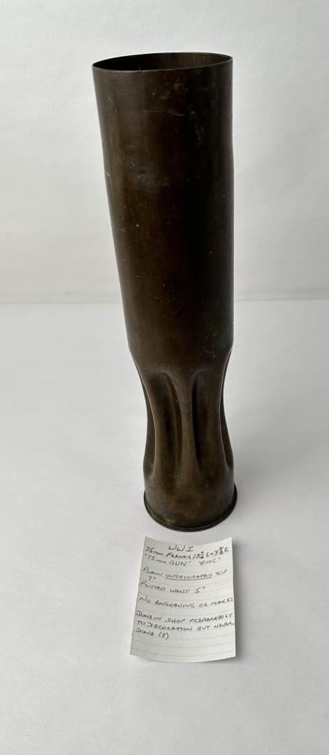WW1 WWI French 75mm Trench Art Shell Case