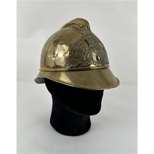 Antique French Brass Firemans Helmet