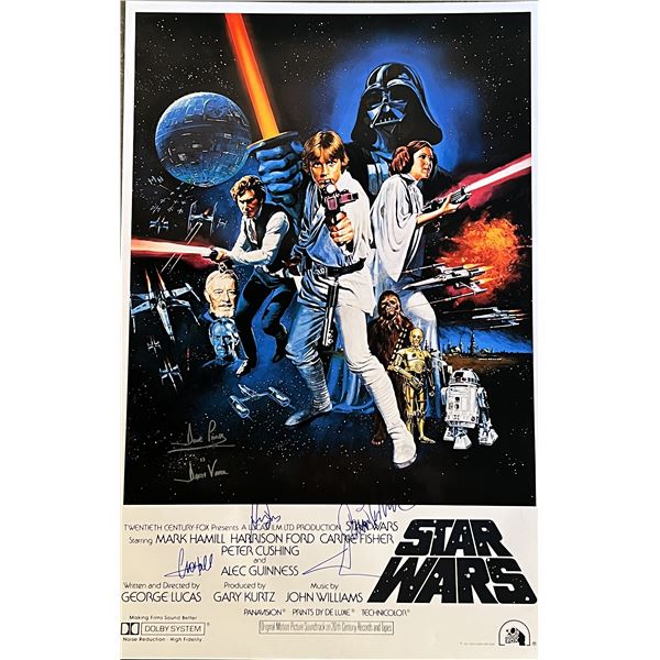 Star Wars New Hope cast signed movie poster