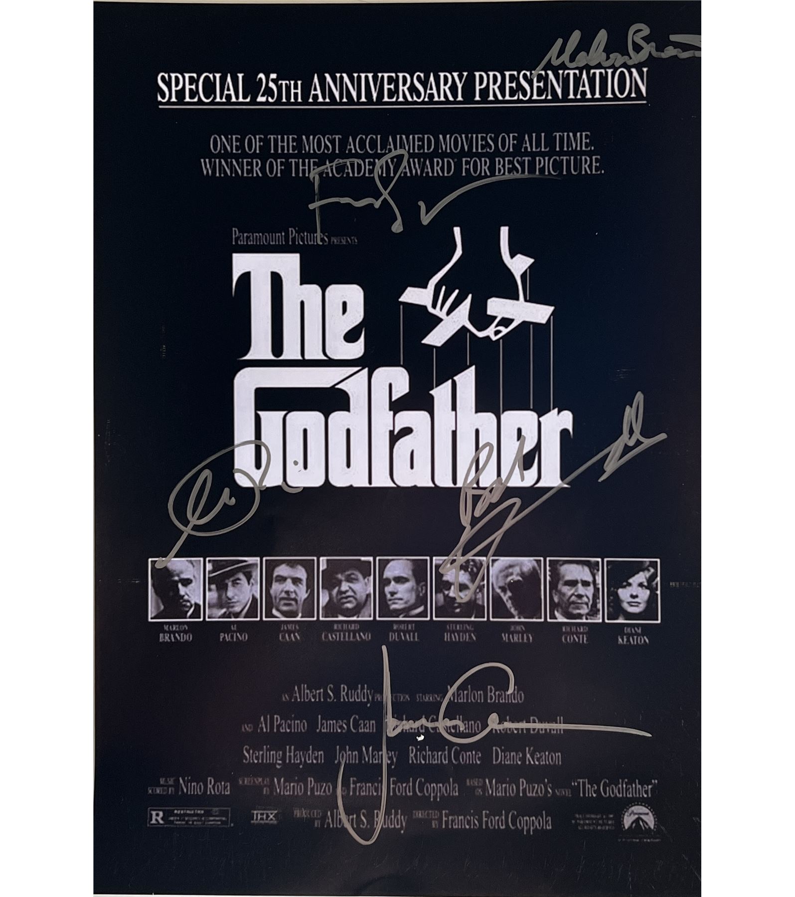 The Godfather cast signed mini poster