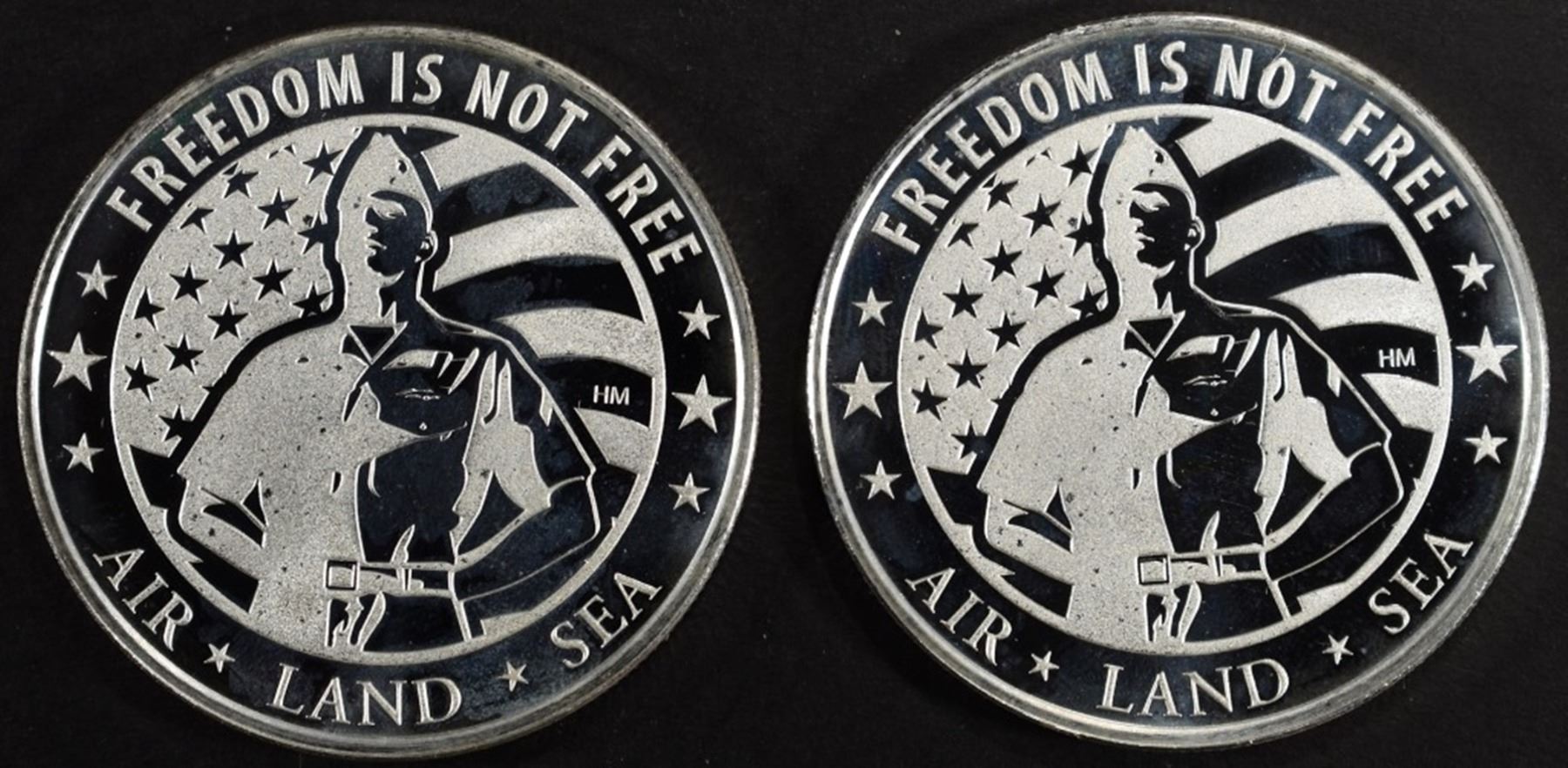 (2) 1oz .999 SILVER AMAC FREEDOM NOT FREE ROUNDS