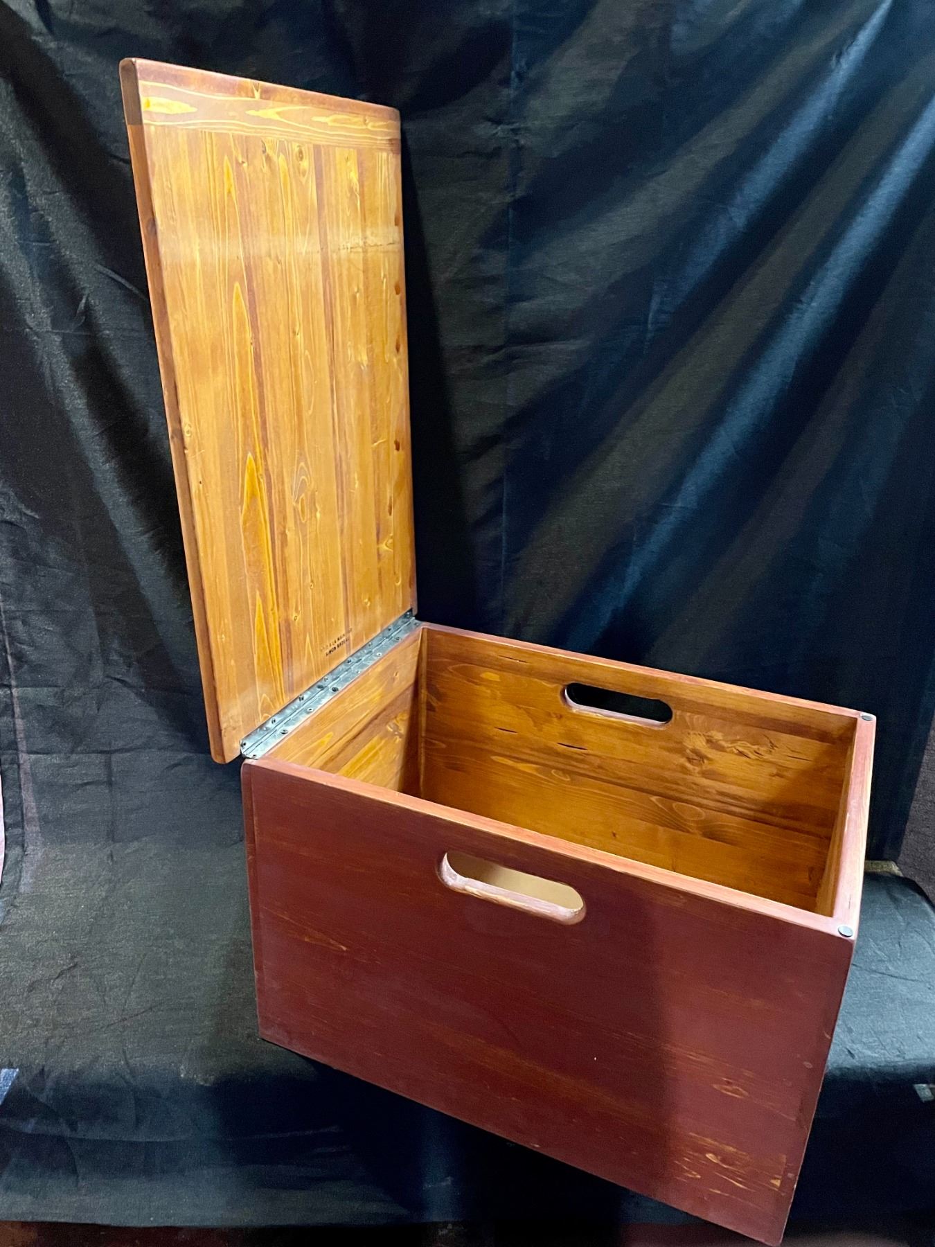 Red Handcrafted Solid Wood Record Storage Box (hold 100ish Vinyl)