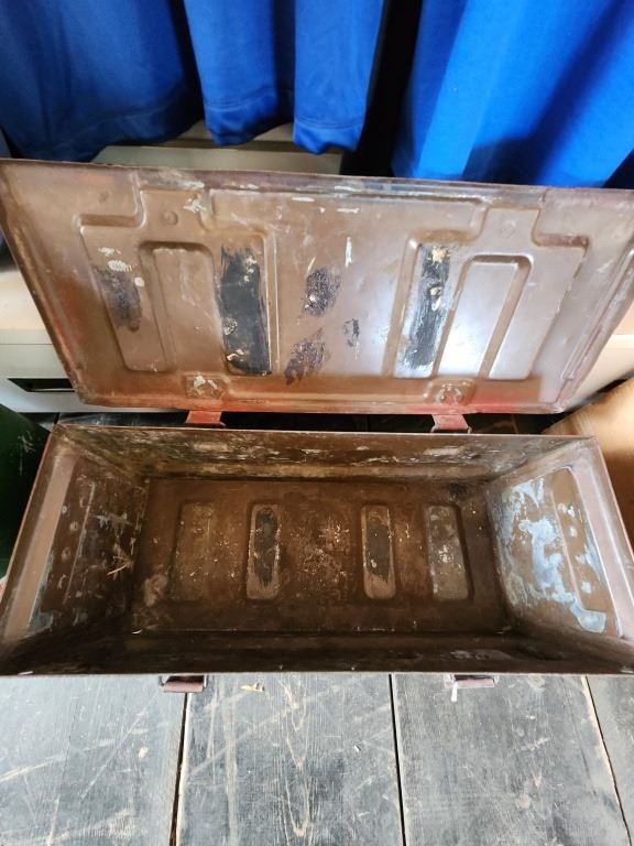 Black metal army storage chest