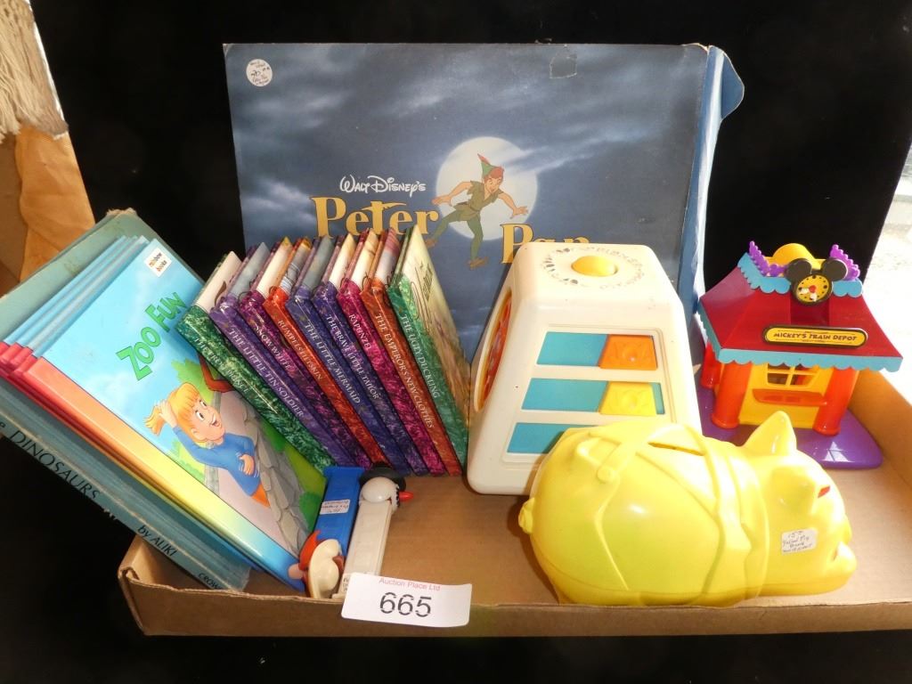 Peter Pan poster, Pez dispensers, childrens books