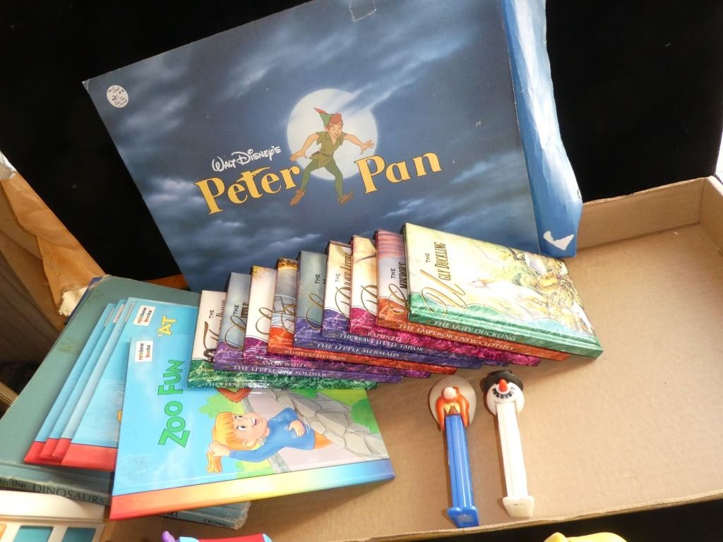 Peter Pan poster, Pez dispensers, childrens books