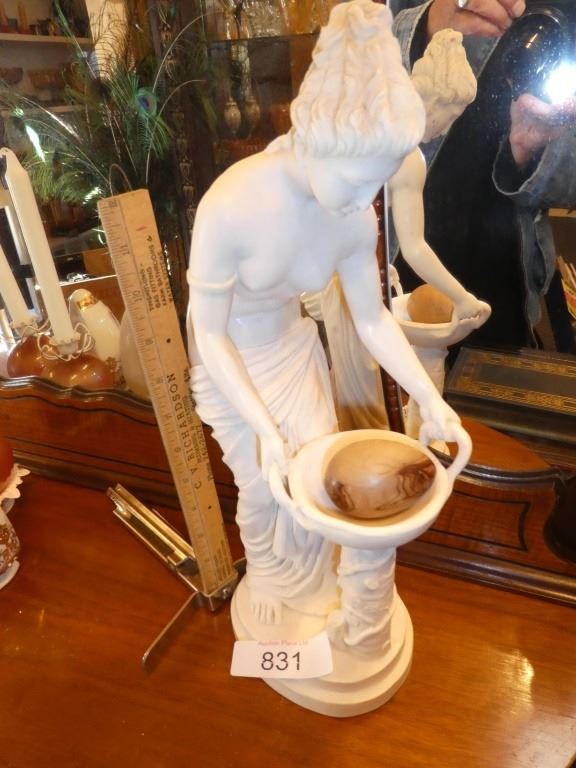 Vintage White stone Woman statue