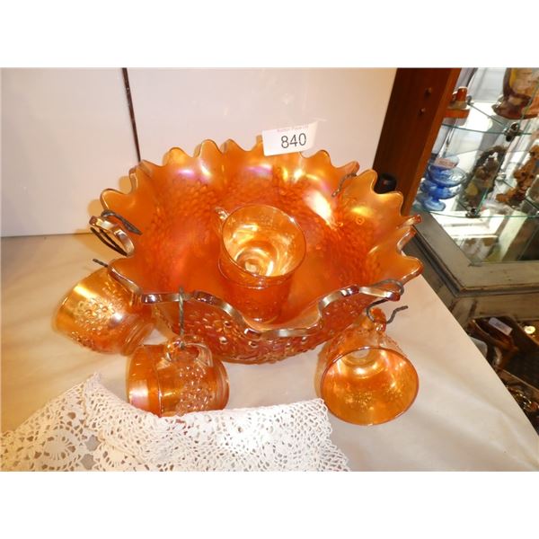 Antique Carnival Punch Bowl Set