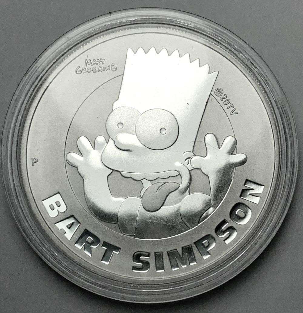 2022-P Tuvalu Bart Simpson 1 ozt .9999 Silver Dollar