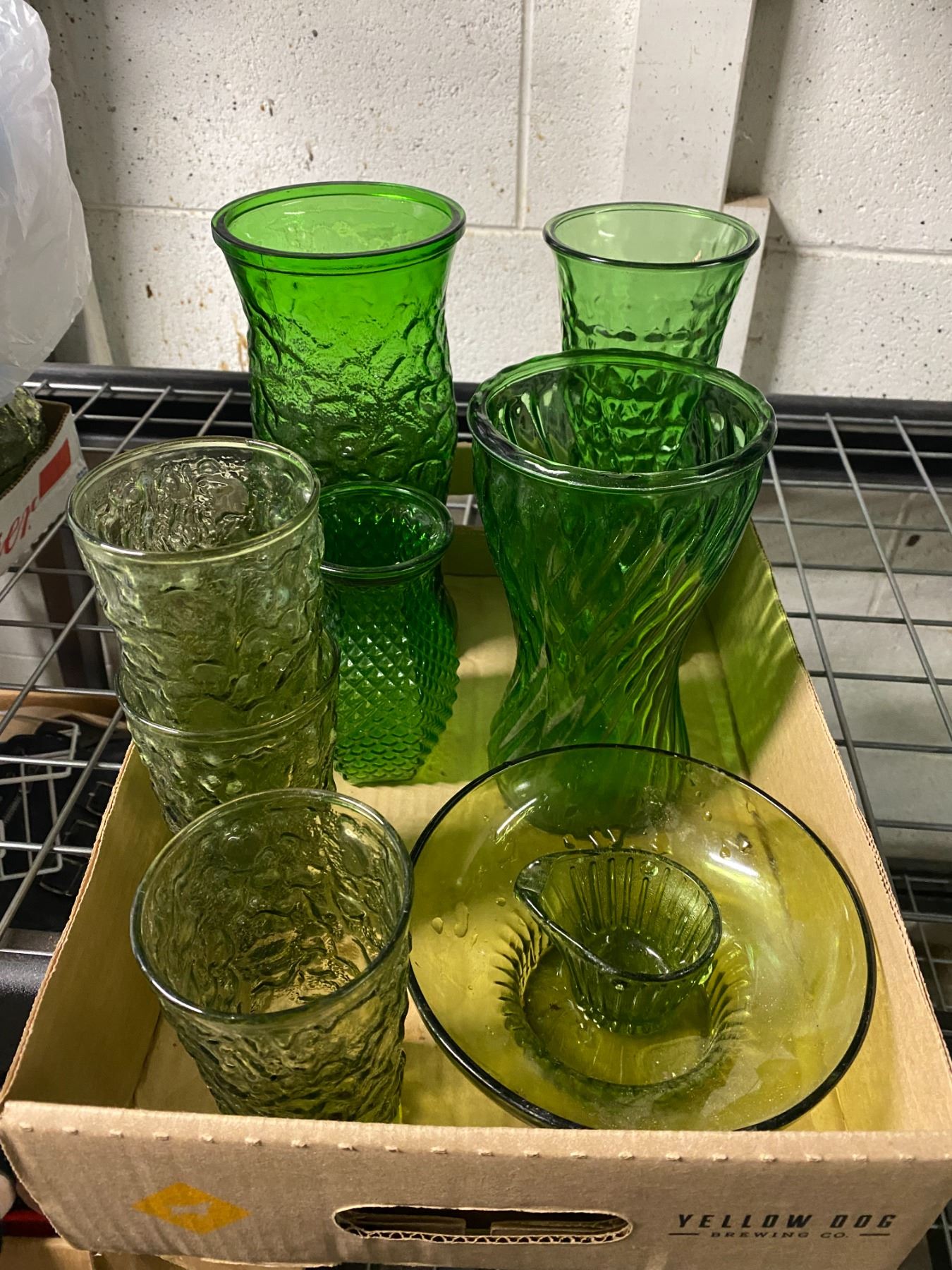 Vintage green glassware