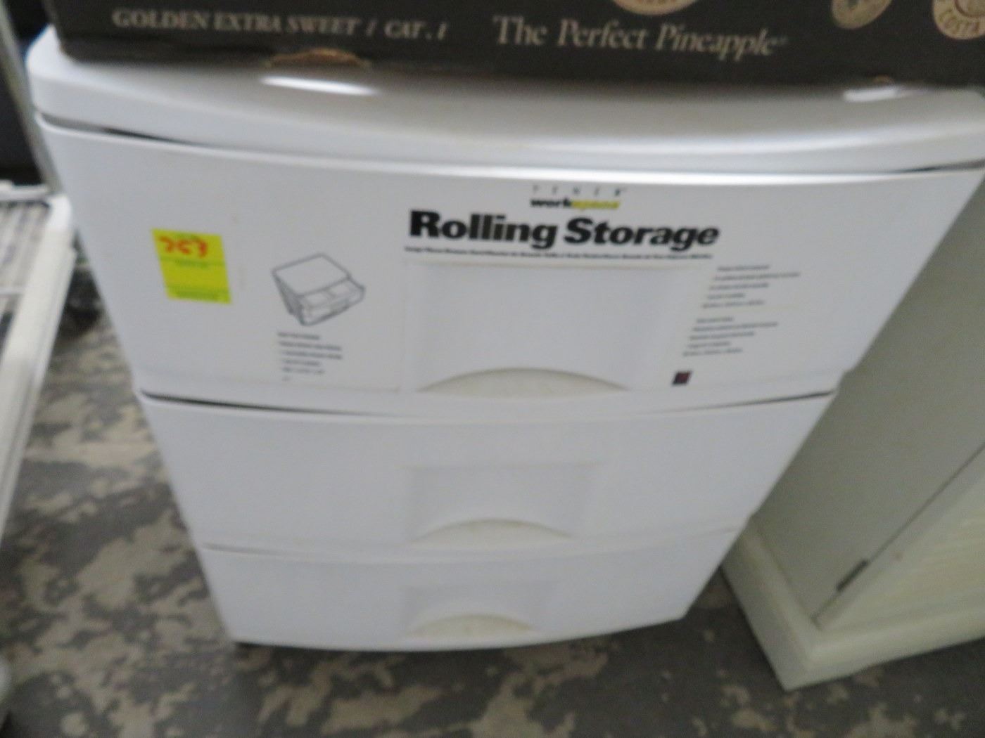 Plastic Rolling 3 Drawer Storage Bin