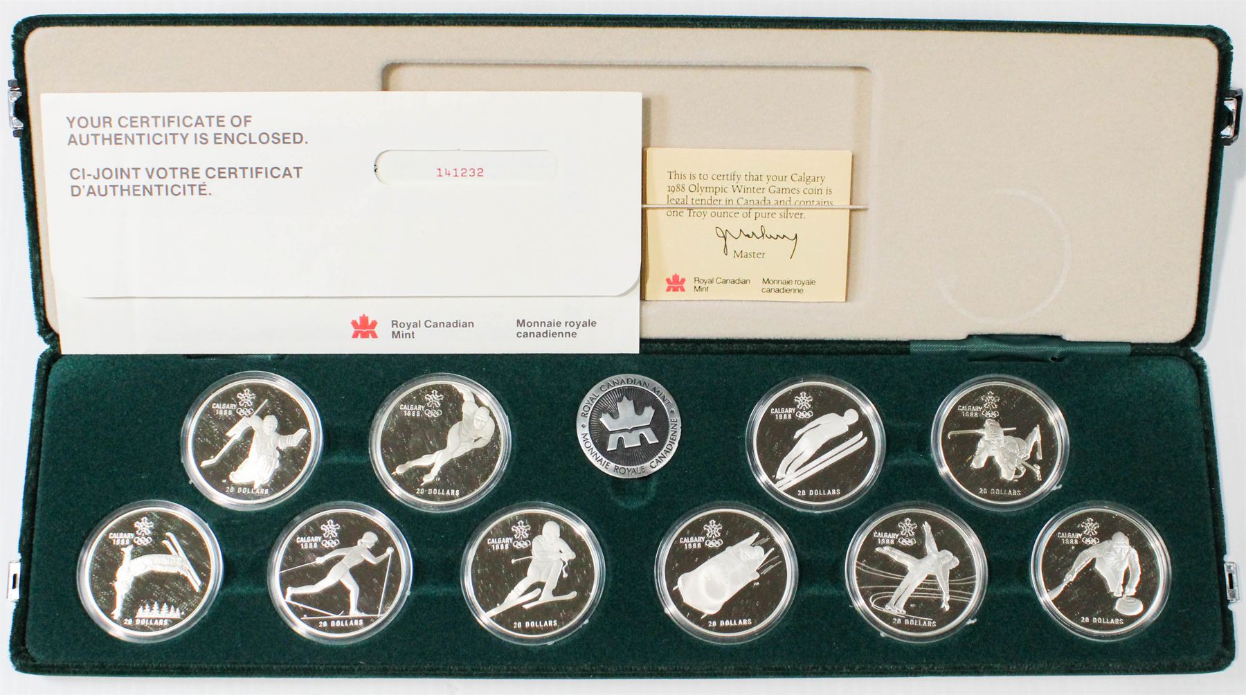 1988 CALGARY OLYMPICS 10PCS SILVER 1OUNCE COIN SET