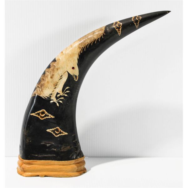 DIVING EAGLE BUFFALO HORN CARVING