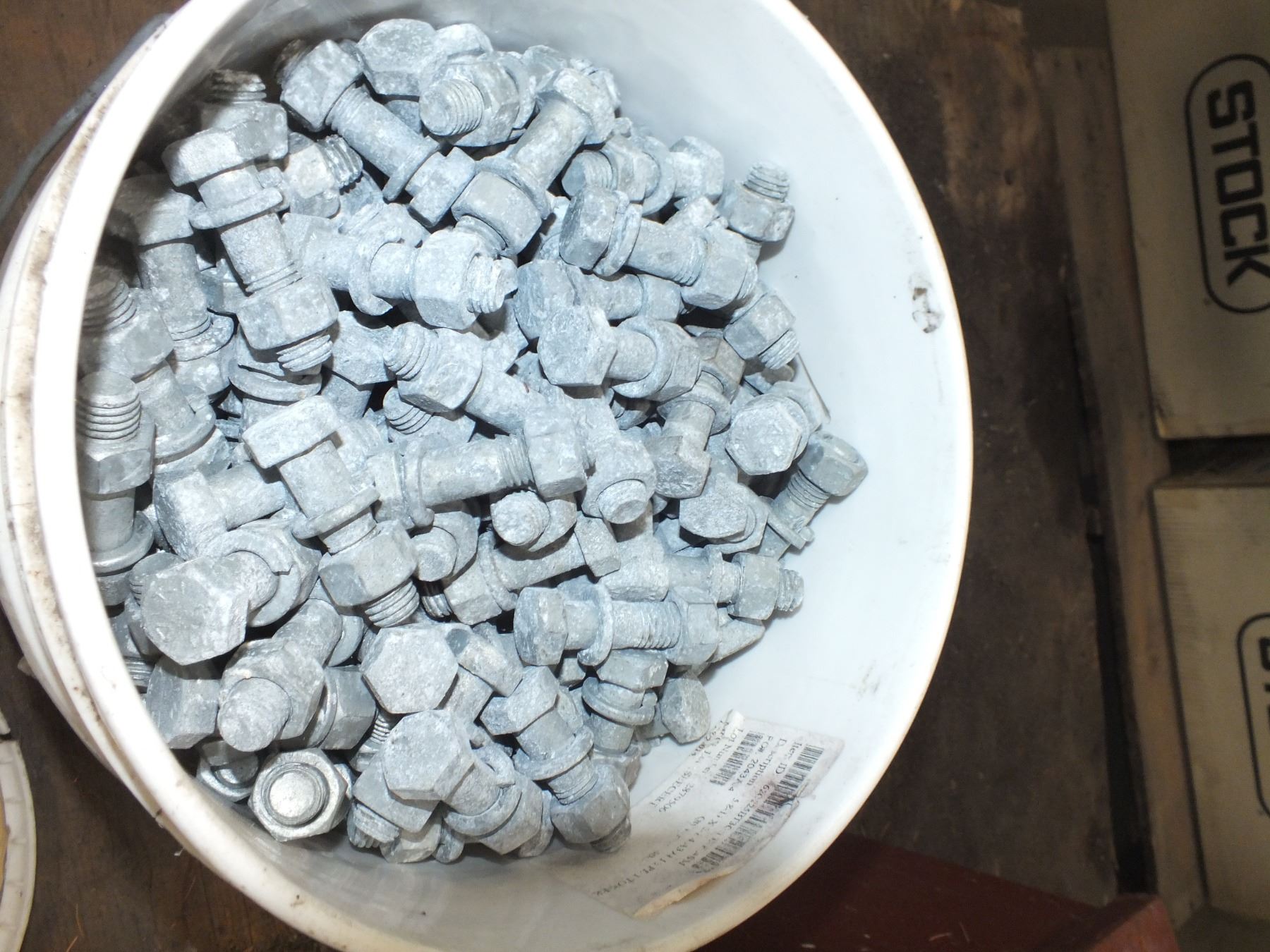 Bucket Of Galvanized Nuts & Bolts