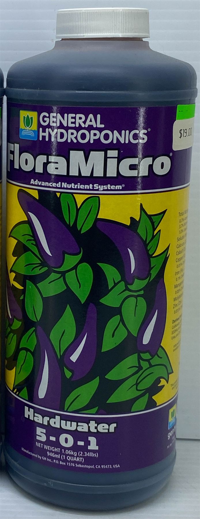 General Hydroponics FloraMicro Hardwater 946mL