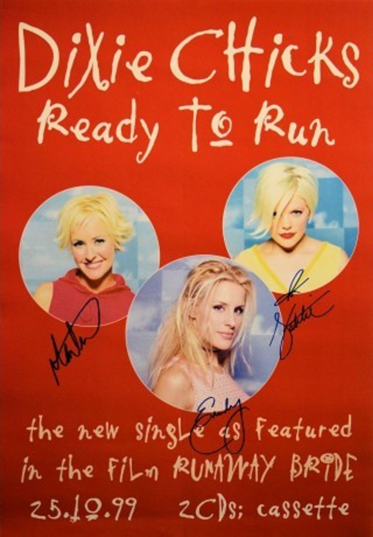 Dixie Chicks signed "Ready To Run" promo poster