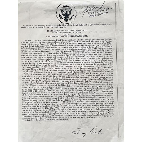 WWII 761st Tank Battalion Gunner Christopher Navarre signed ...